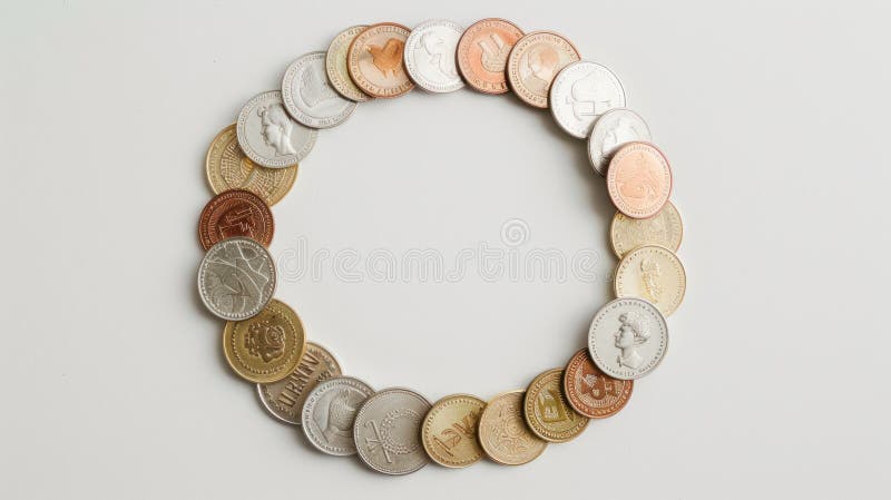 Minimalist Design of Coins Arranged in a Circular Pattern Stock ...