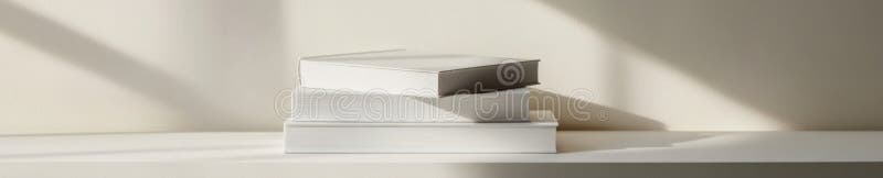 Minimalist Design Concept with Stack of Matte White Books in Soft Sunlight Stock Illustration ...
