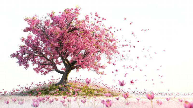 Minimalist Design Delicate Spring Elements Pure White Backdrop Stock ...