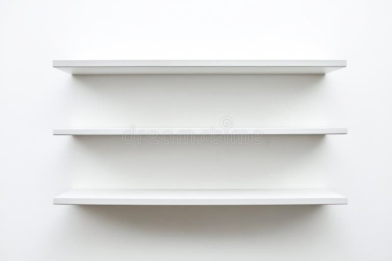 Minimalist Design with Empty White Shelves on a Clean White Wall in ...