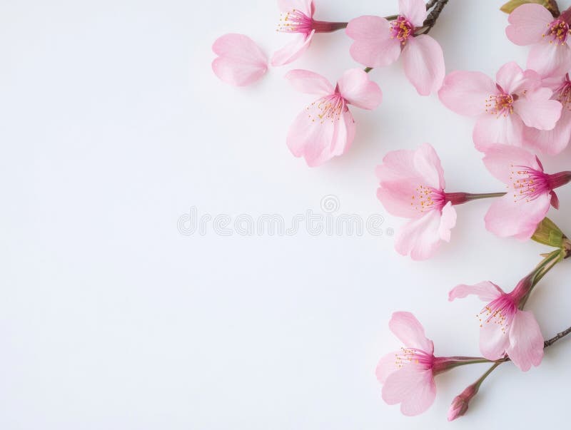 Minimalist Design with Falling Pink Sakura Petals for Spring Themed Art ...