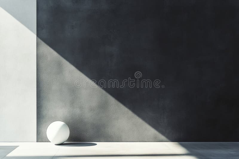 Minimalist Design Features a Round White Object Against a Textured Dark ...