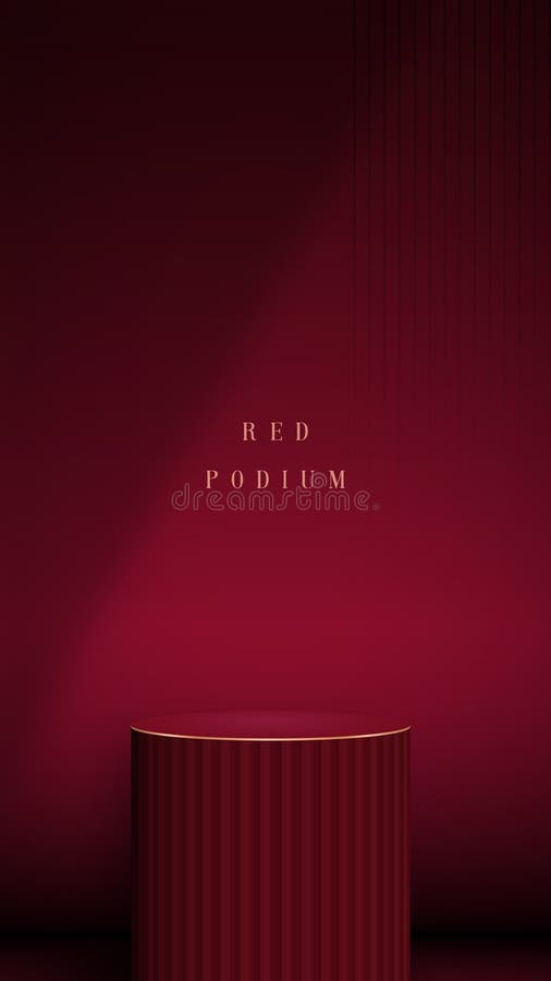Minimalist Design Features Striking Red Backdrop with Cylindrica Stock ...