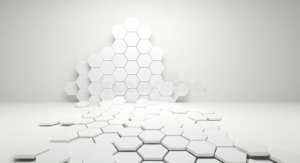 A Minimalist Design Featuring an Array of White Hexagonal Tiles ...