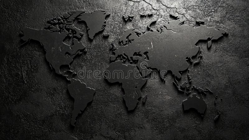 Minimalist Design Featuring a Dark Textured World Map Concept Stock ...