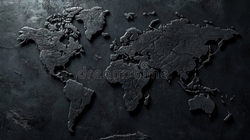 Minimalist Design Featuring a Dark Textured World Map Concept Stock ...
