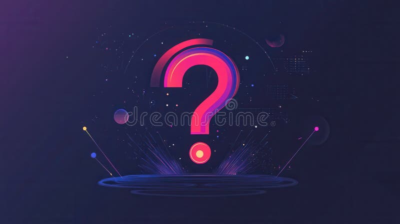 Minimalist Design Featuring a Glowing Question Mark Symbol Surrounded ...
