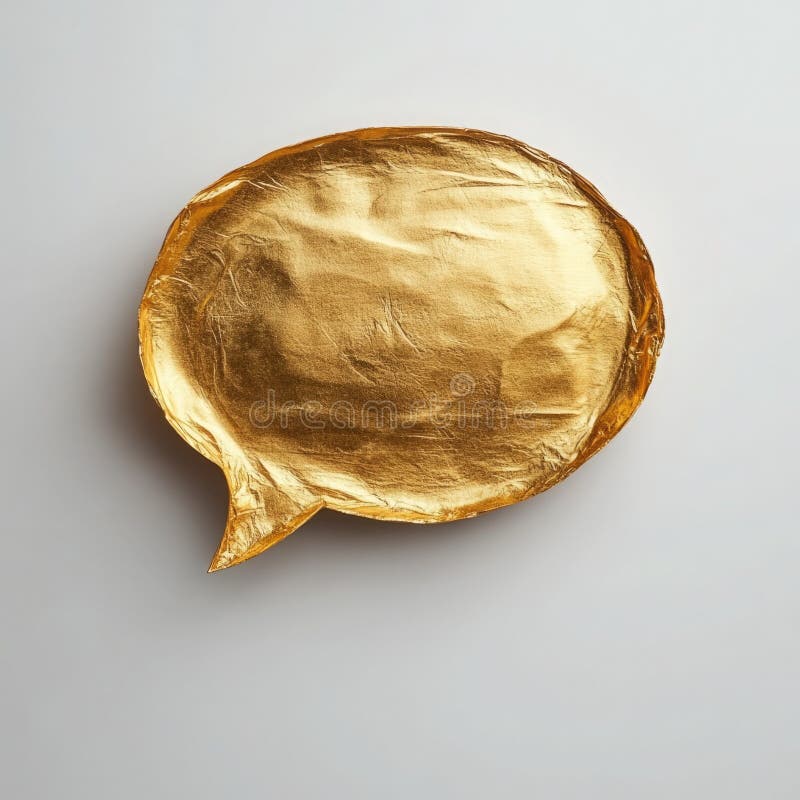 Golden Speech Bubble on White Background Stock Image - Image of luxury ...