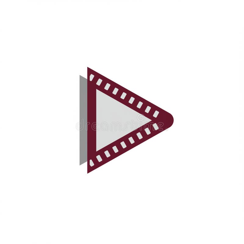 A Minimalist Design Featuring a Maroon Play Button with a Film Strip ...