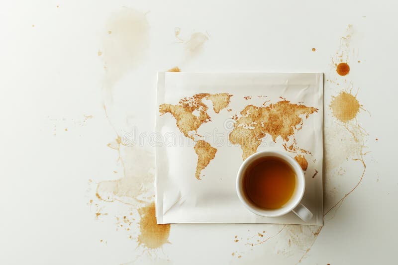Tea Bag World Map Illustration Stock Illustration - Illustration of ...