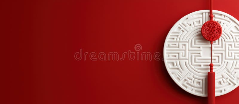 Minimalist Design Featuring Traditional Chinese Pattern in Red and ...