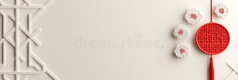 Minimalist Design Featuring Traditional Chinese Patterns in Red and ...