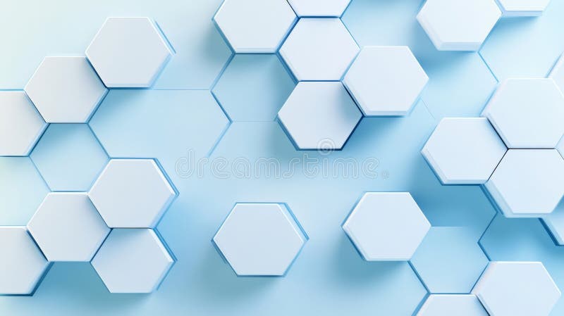 Minimalist Design Featuring a White Hexagon Grid on a Soft Blue ...
