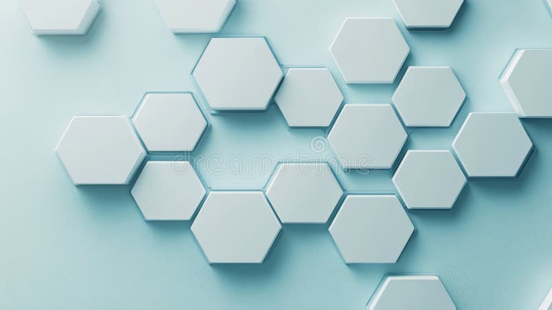 Minimalist Design Featuring a White Hexagon Grid on a Soft Blue ...