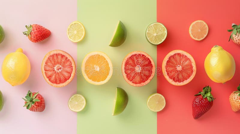 Minimalist Design Freshness and Vibrancy of these Spring Fruits Stock ...