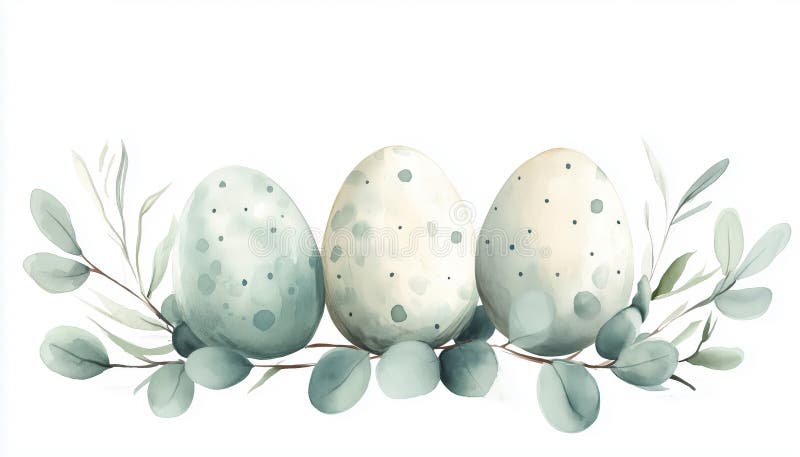 Minimalist Design Illustration Featuring Easter Eggs in Young Spring ...