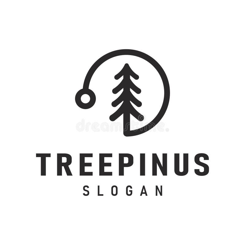 Minimalist Design Logo with Pine Tree Icon Inside a Circle Made of ...