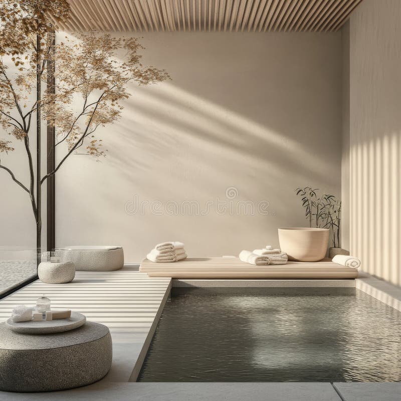 Minimalist Design for a Peaceful and Calming Spa Scene. Stock ...