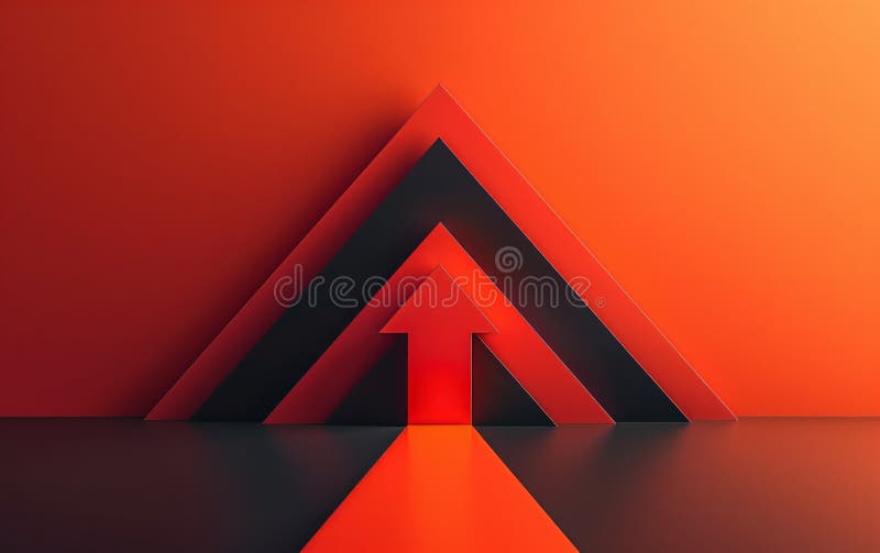 Minimalist Design of a Red Arrow Rising from a Black Triangle Against ...