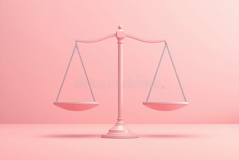 Minimalist Design Showcases a Balanced Scale in Soft Pink, Symbolizing ...