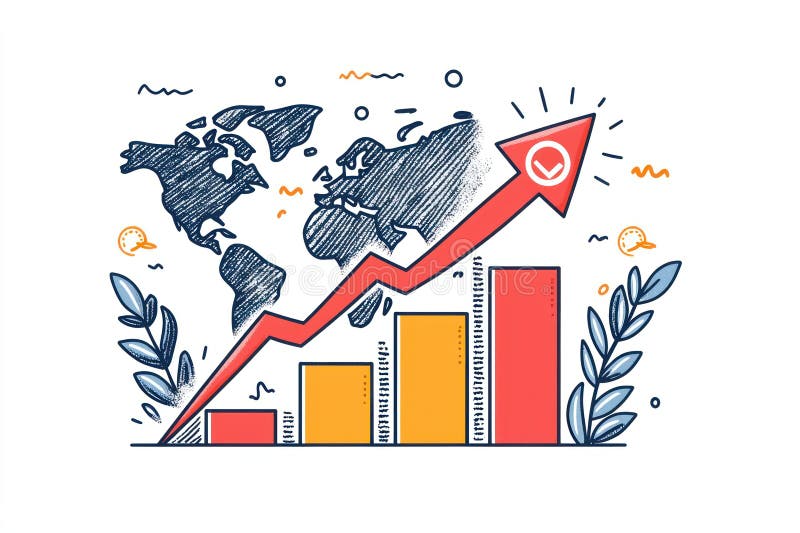 Minimalist Design Showing Upward Graph with World Map Symbolizing ...