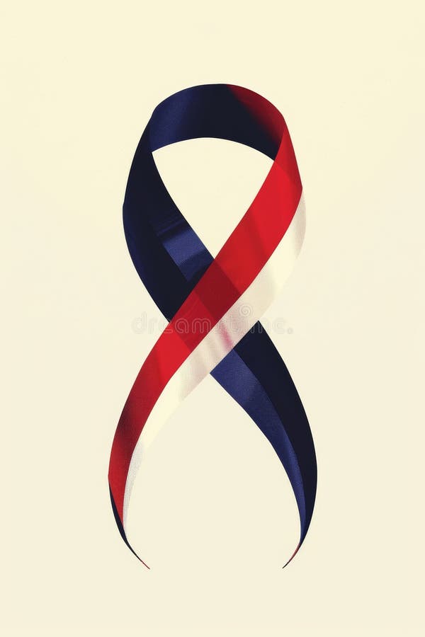 Minimalist Design of a Single Red, White, and Blue Ribbon. Stock ...