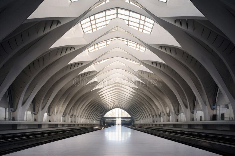 Minimalist Design of a Sleek and Modern Train Station Stock ...