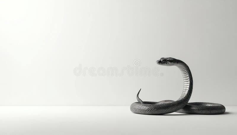 Minimalist Design with Snake Slithering Across White Background. Modern ...