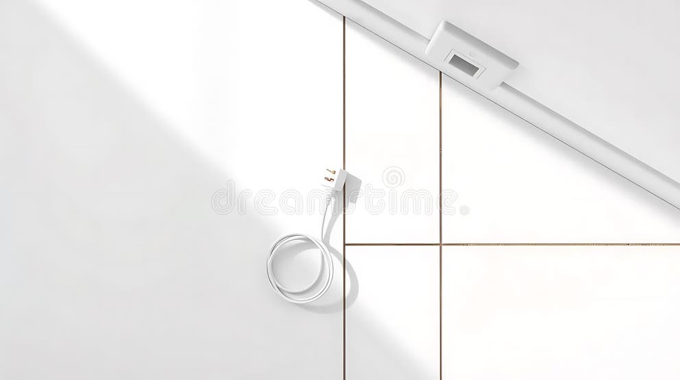 Minimalist White Plug and Cable with Overhead Lighting, Perfect for ...