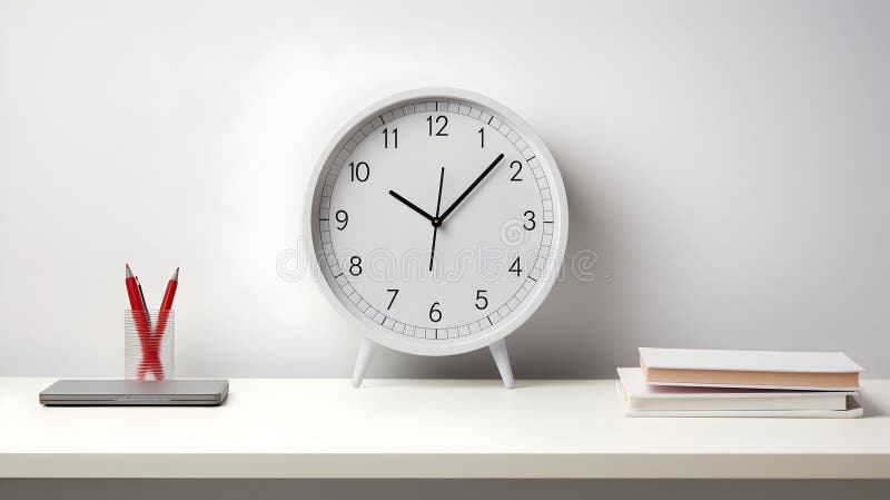 A Minimalist Desk Clock and Financial Planner Stock Illustration ...