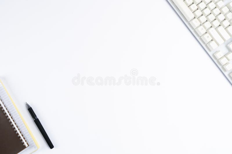Minimalist Work Desk Layout with White Tones Stock Photo - Image of ...