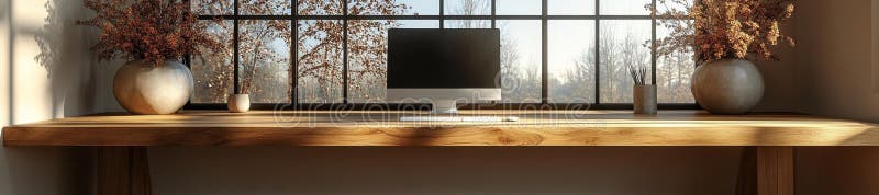 A Minimalist Desk Setup with a Modern Computer and Simple Decor by a ...
