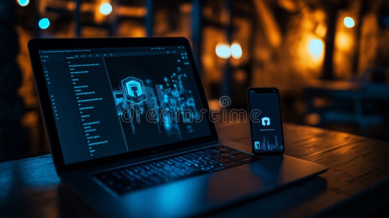 Minimalist Desk Setup Showcasing Cybersecurity Tools with a VPN ...