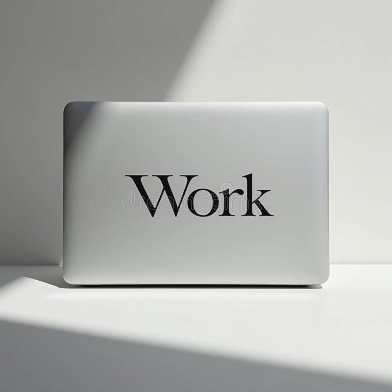 Minimalist Desk Setup with Work Laptop Stock Illustration ...