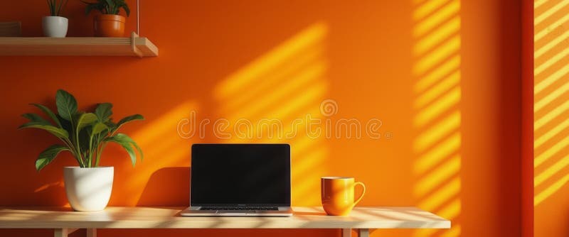 Minimalist Desk with Sunlight Stock Image - Image of office, simple ...