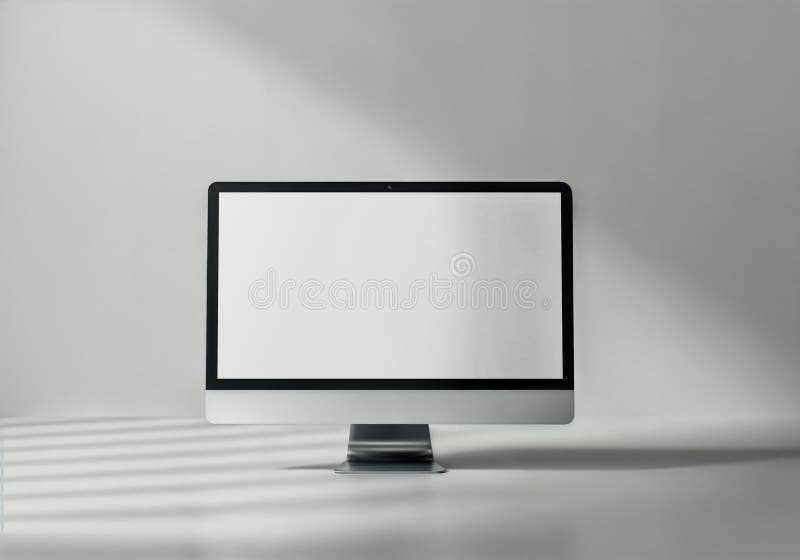 Minimalist Desktop Computer with Shadow Effects Stock Photo - Image of ...