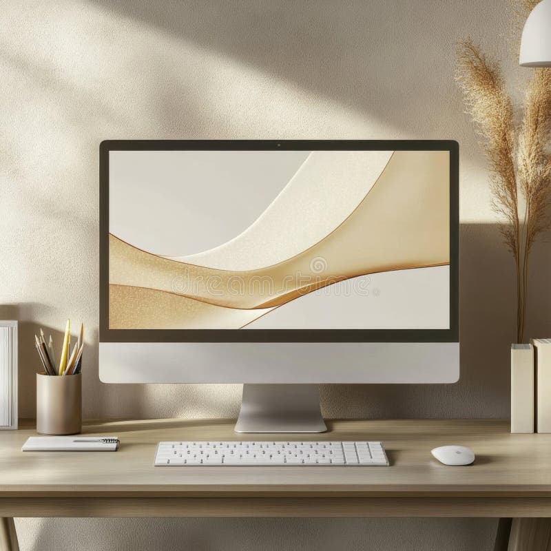 Minimalist Desktop Illustration: Laptop, Flowers and Coffee - Web ...