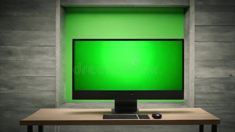 Modern Desktop Setup with Green Screen Stock Video - Video of table ...