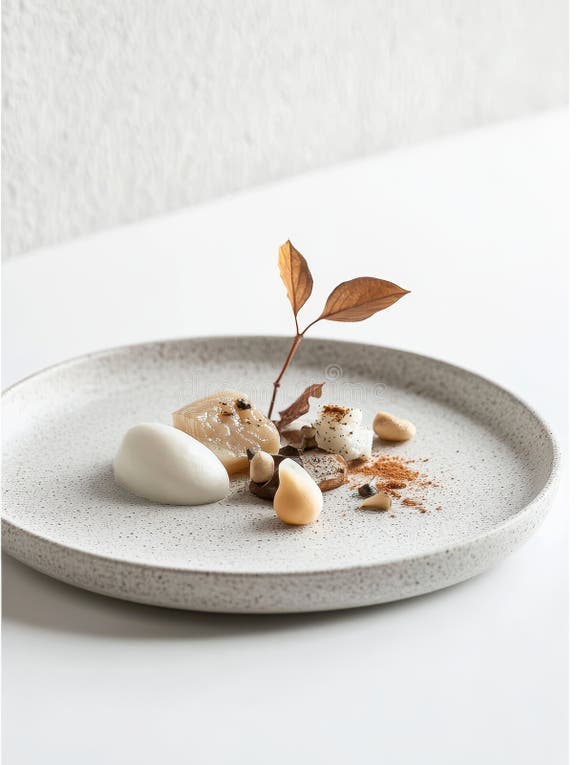 A Minimalist Dessert Presentation Featuring Various Textures and ...