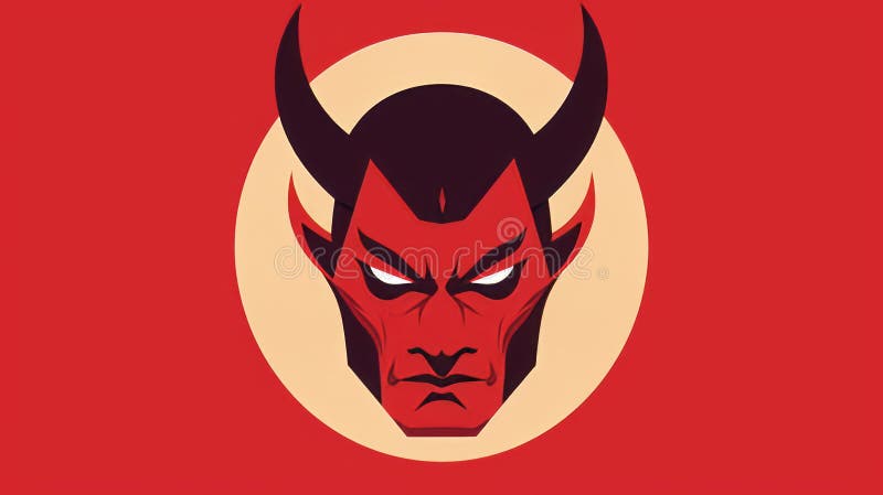 Minimalist Devil Illustration with Strong Facial Expression Stock ...