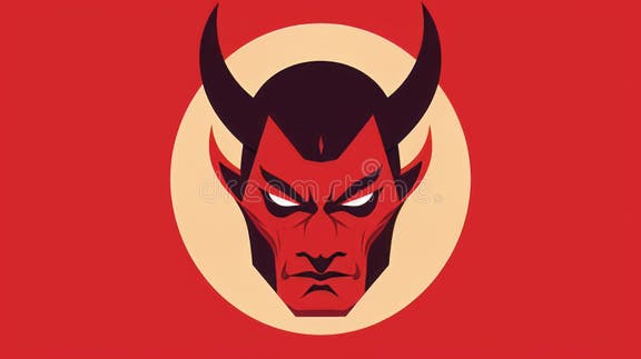 Minimalist Devil Illustration with Strong Facial Expression Stock ...