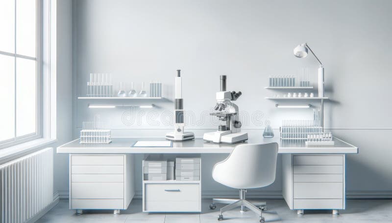 Minimalist Diagnostic Laboratory Interior Stock Image - Image of white ...