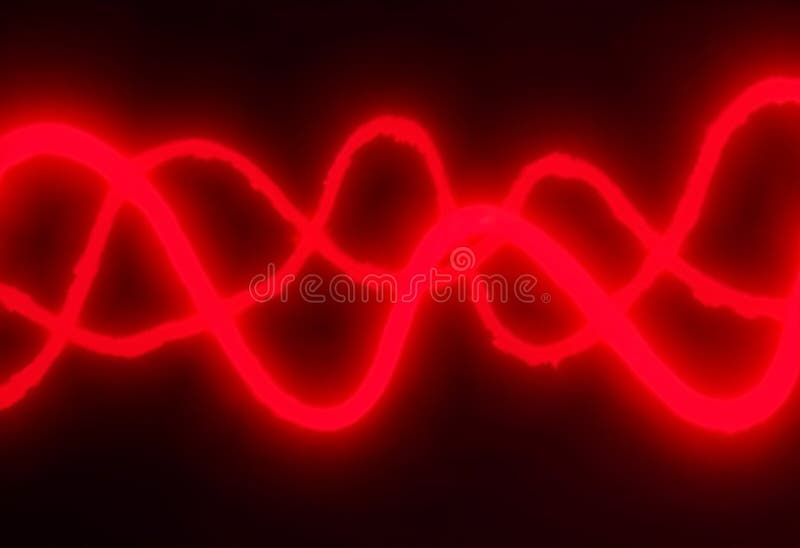Bright Red Sinusoidal Wave on a Black Background Stock Illustration ...