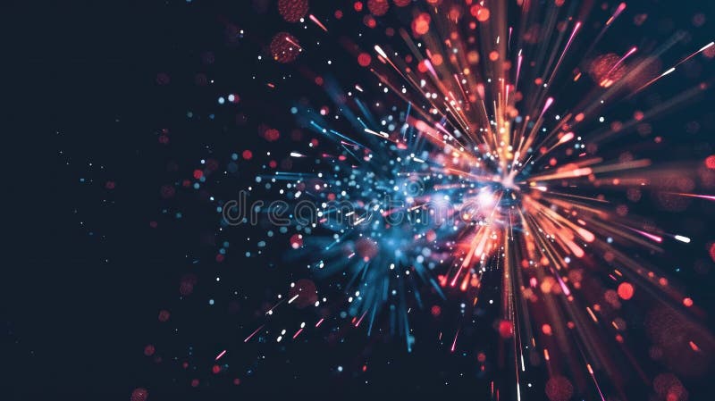 A Minimalist Digital Illustration of Fireworks Exploding in a Stylized ...