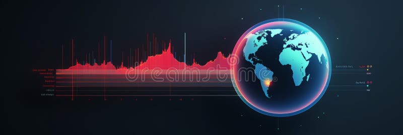 Minimalist Digital Infographic, Simple Globe with Clean Graphs and Data ...