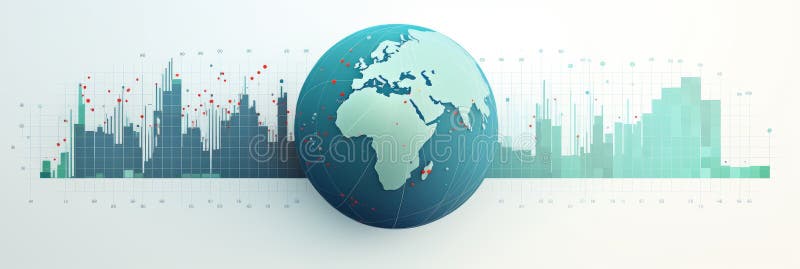Minimalist Digital Infographic, Simple Globe with Clean Graphs and Data ...