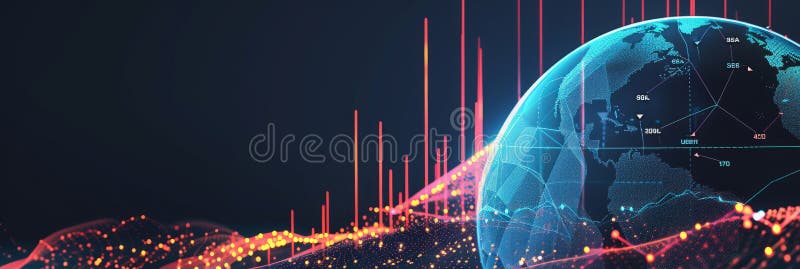 Minimalist Digital Infographic, Simple Globe with Clean Graphs and Data ...