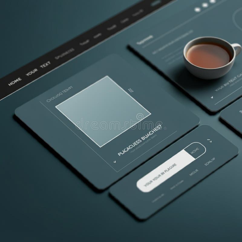 A Minimalist Digital Interface Layout Combines Several Dark-themed ...