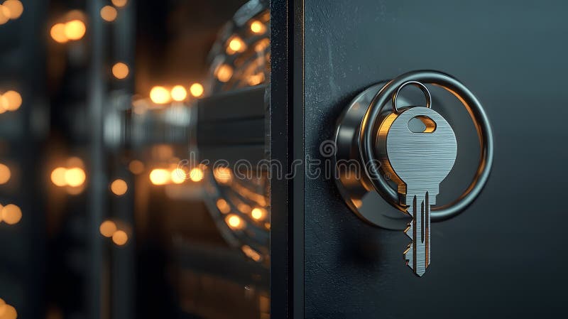 Minimalist Digital Key Unlocking Concept Stock Illustration ...