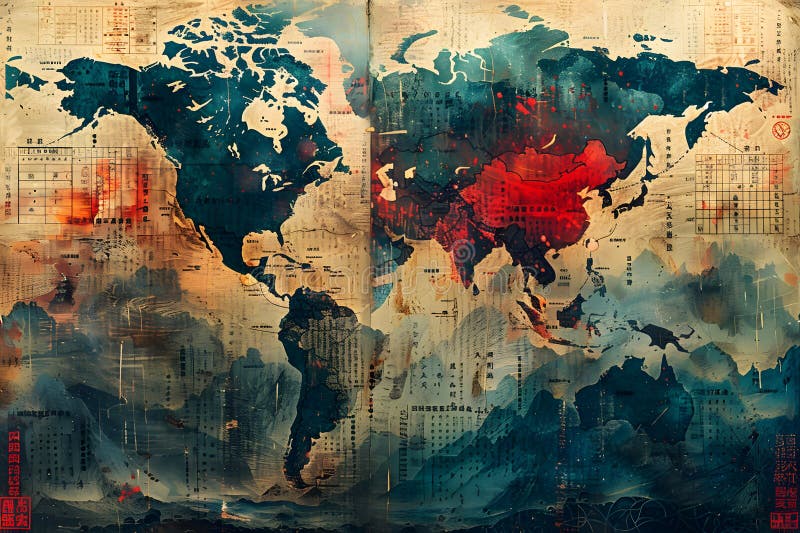 Minimalist Digital Map of Asia for Creative Projects Stock Illustration ...